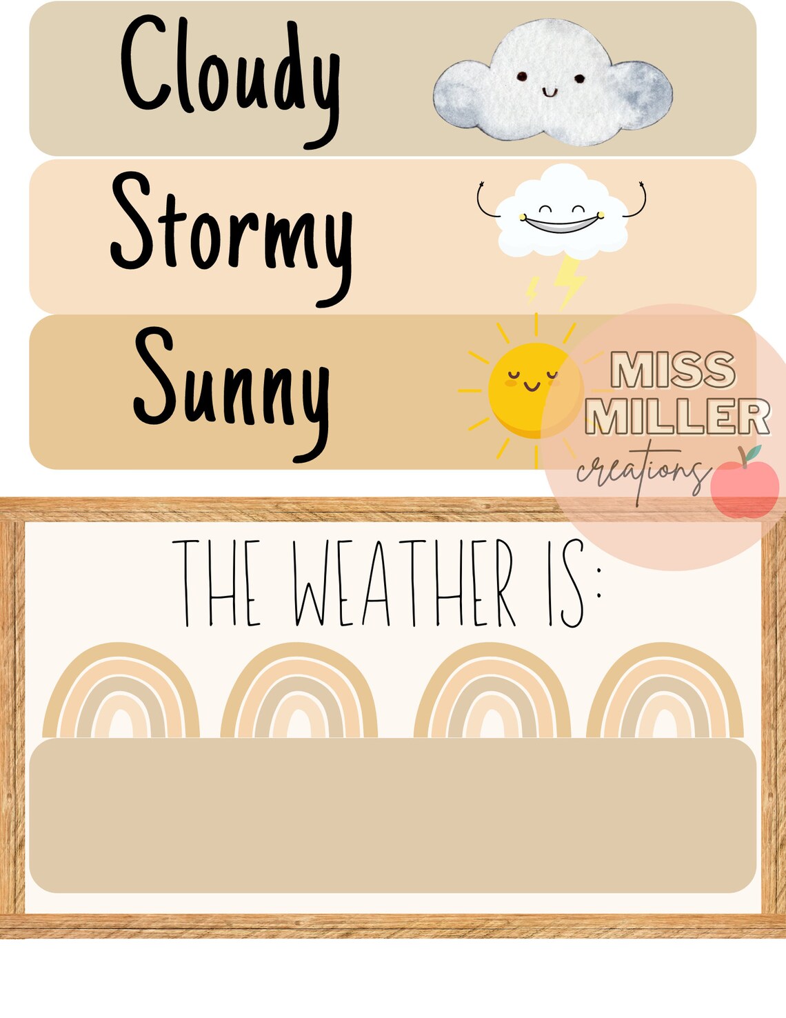 Neutral Boho Rainbow Classroom Calendar editable | Etsy