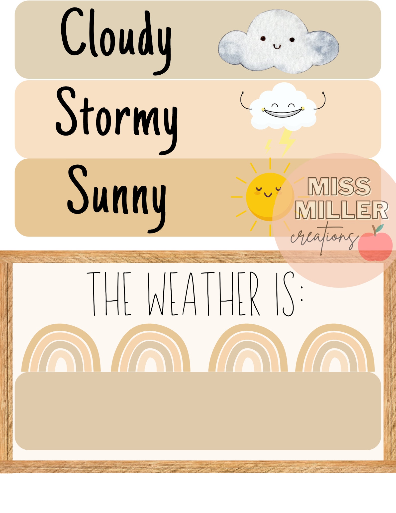 Neutral Boho Rainbow Classroom Calendar editable | Etsy