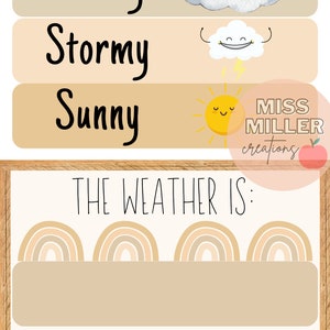 Neutral Boho Rainbow Classroom Calendar - Etsy