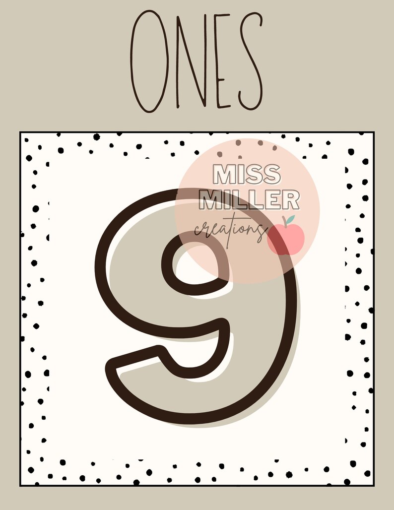 Neutral Boho Rainbow Place Value Posters - Etsy