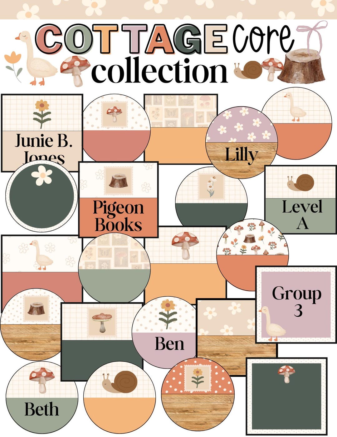 Cottagecore Classroom Labels [editable] - Etsy