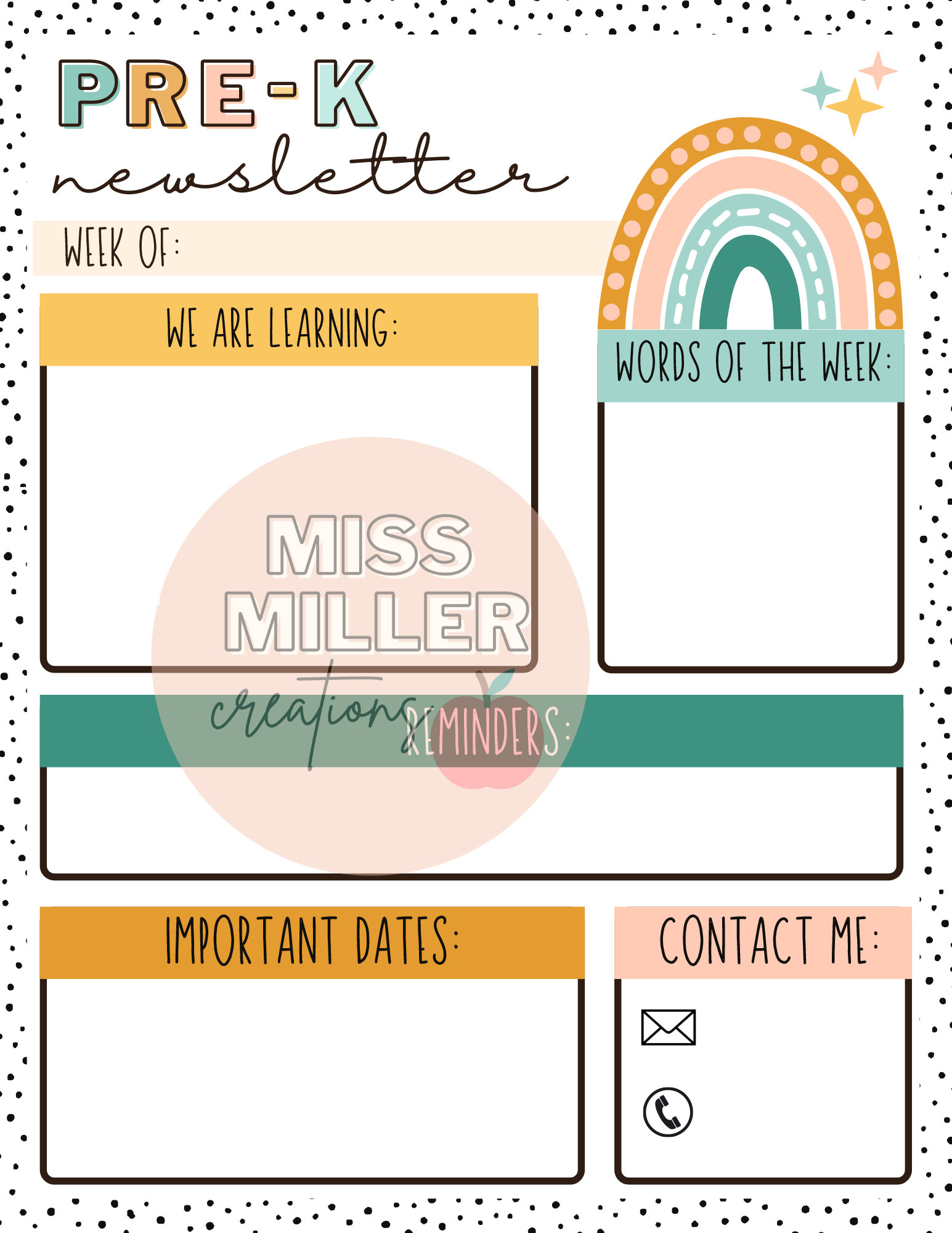 Modern Boho Rainbow Newsletter editable - Etsy