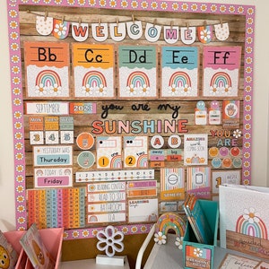 Retro Rainbow Complete Classroom Collection [editable] - Etsy