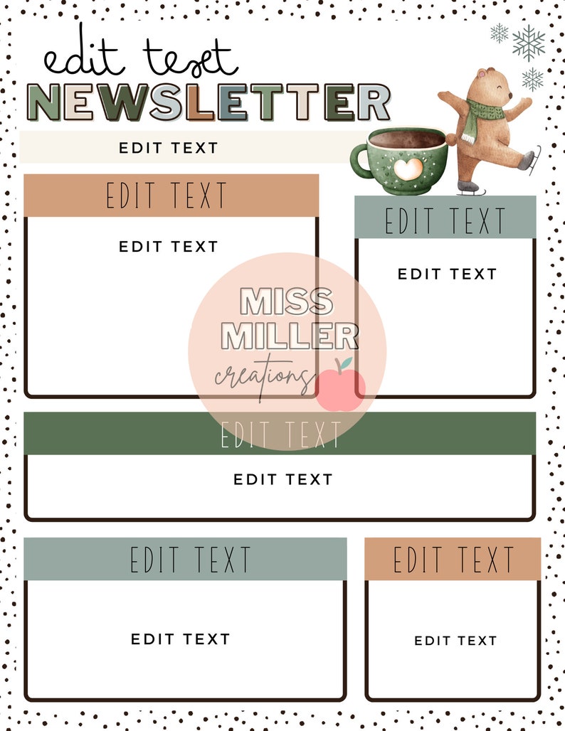 Winter Newsletter Template editable - Etsy