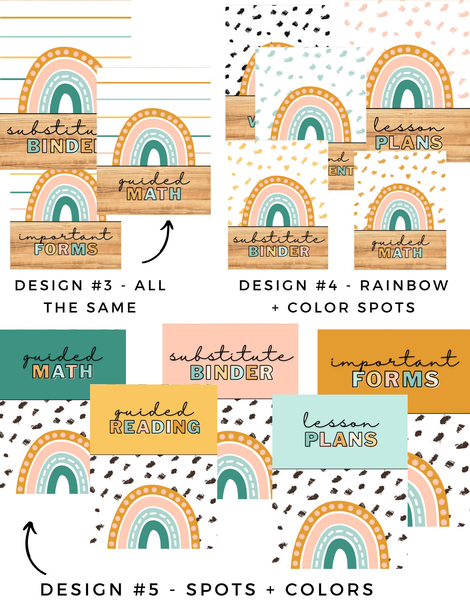 Modern Boho Rainbow Binder Covers [editable] - Etsy Canada