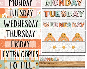 Modern Boho Fun Groovy 10 Drawer Rolling Cart Labels, Classroom Labels ...