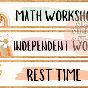 Groovy Boho Classroom Schedule [editable] - Etsy