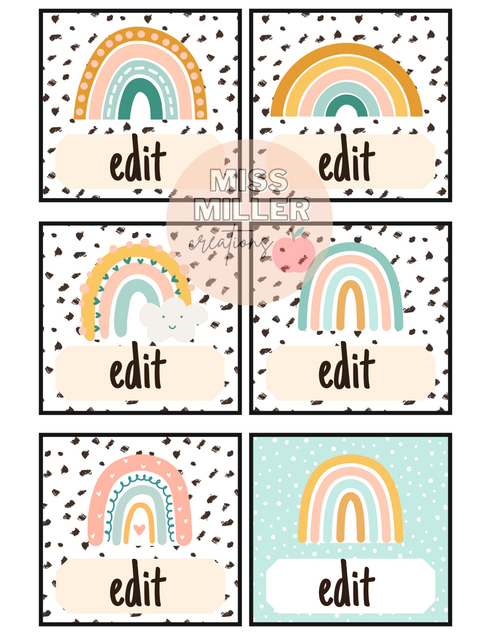 Modern Boho Rainbow Classroom Labels editable - Etsy