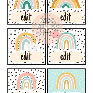 Modern Boho Rainbow Classroom Labels [editable] - Etsy