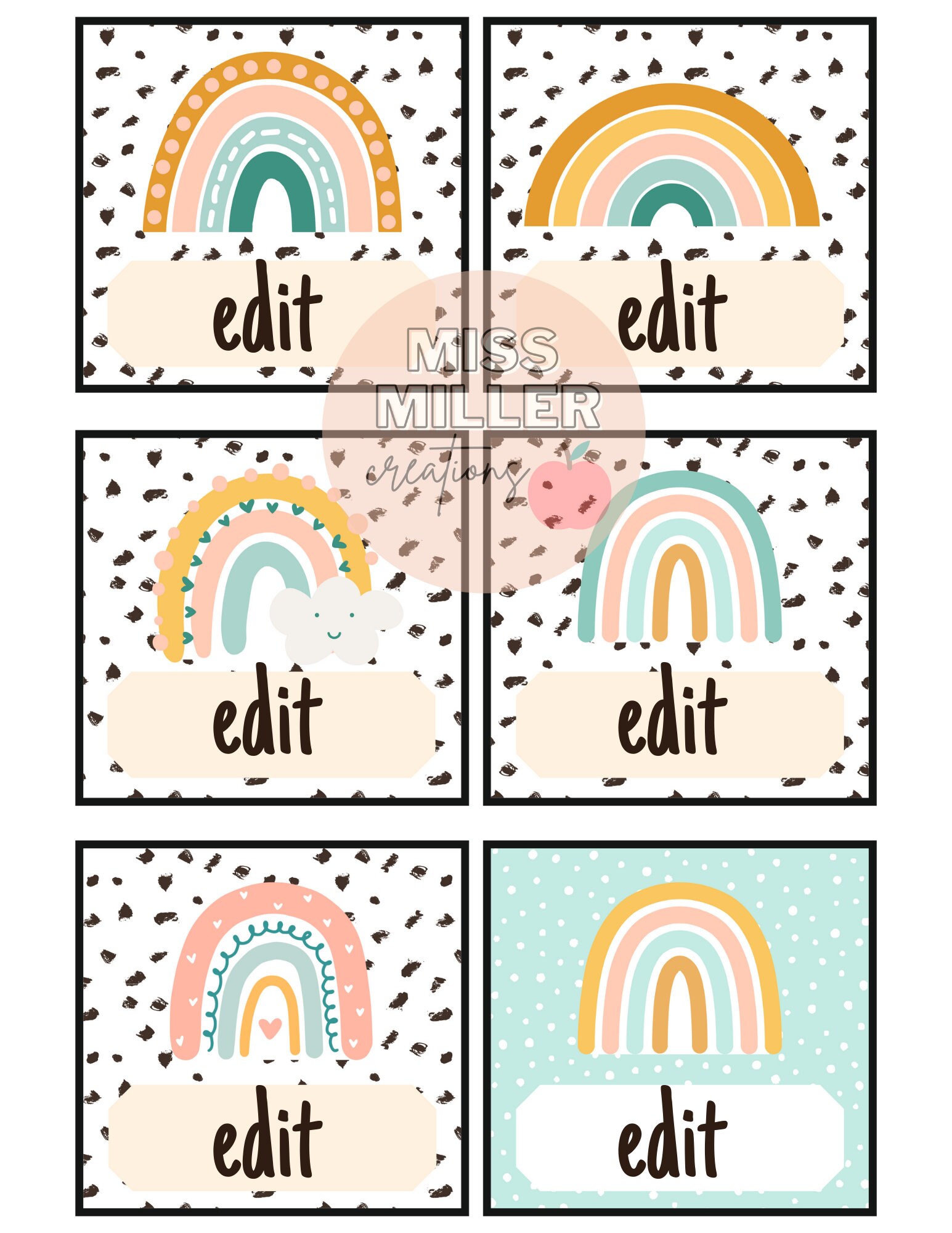 Modern Boho Rainbow Classroom Labels editable - Etsy Canada