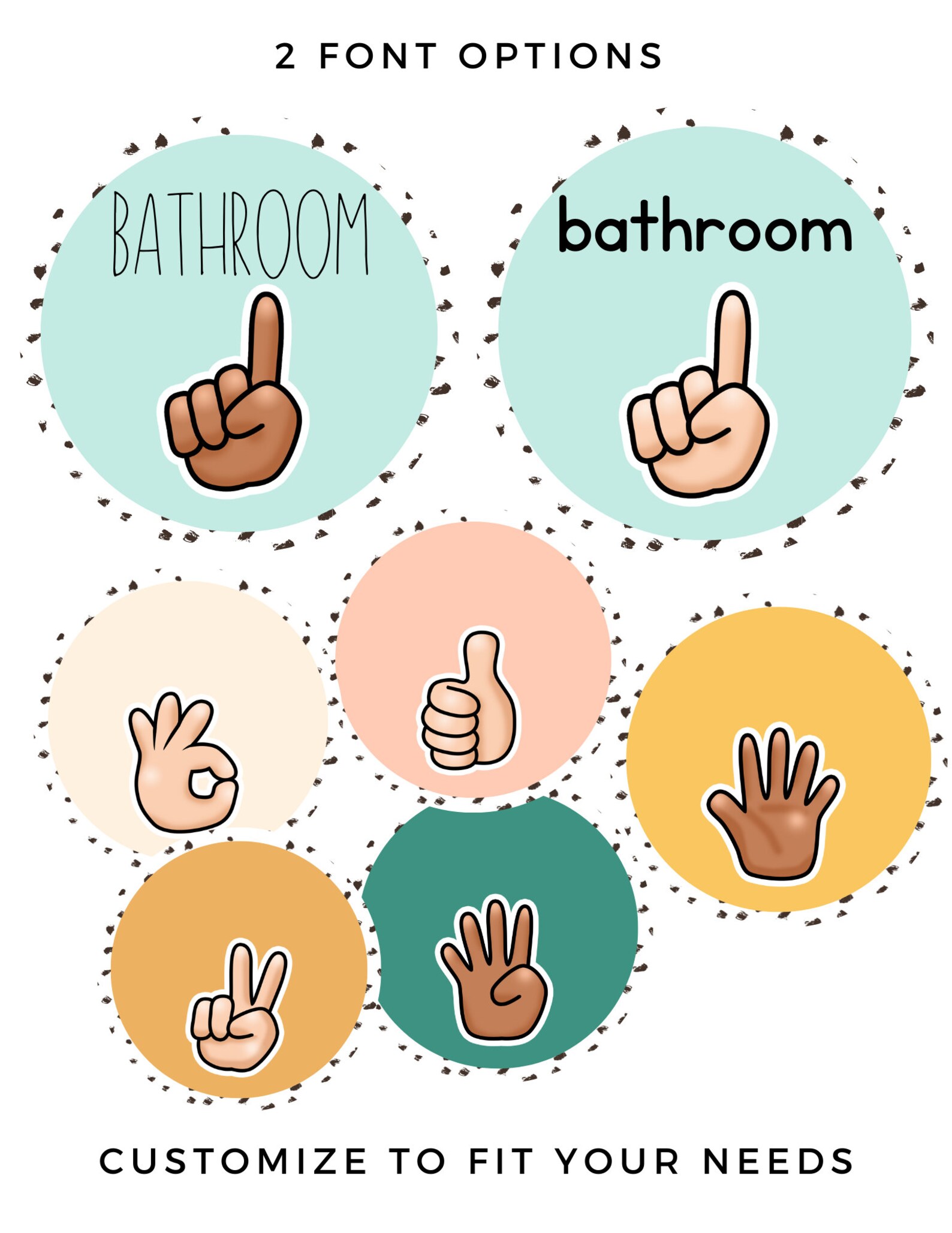Modern Boho Rainbow Hand Signals Classroom Posters editable - Etsy