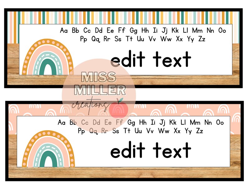Modern Boho Rainbow Classroom Desk Plates editable - Etsy