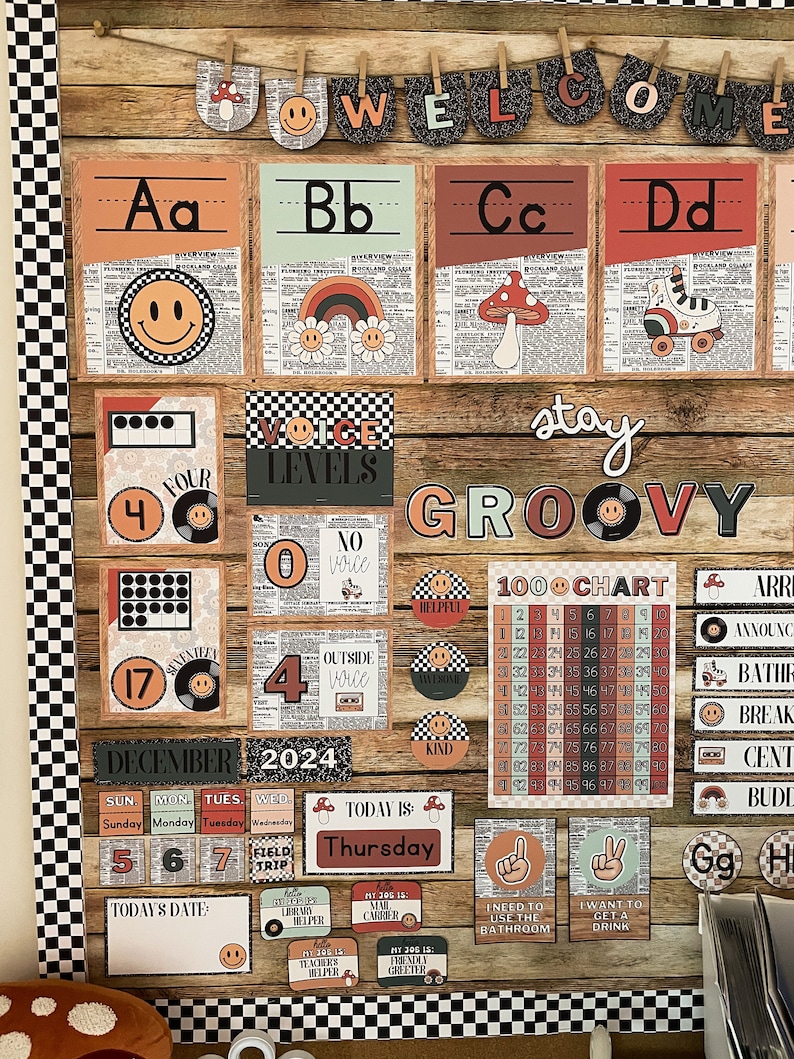 Groovy Vintage Classroom Decor Bundle [editable] [digital Download] - Etsy