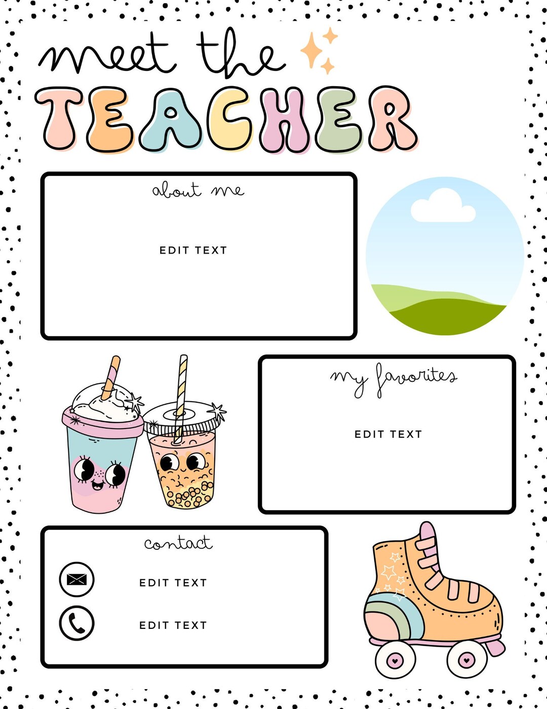 Groovy Pastel Meet the Teacher Template - Etsy
