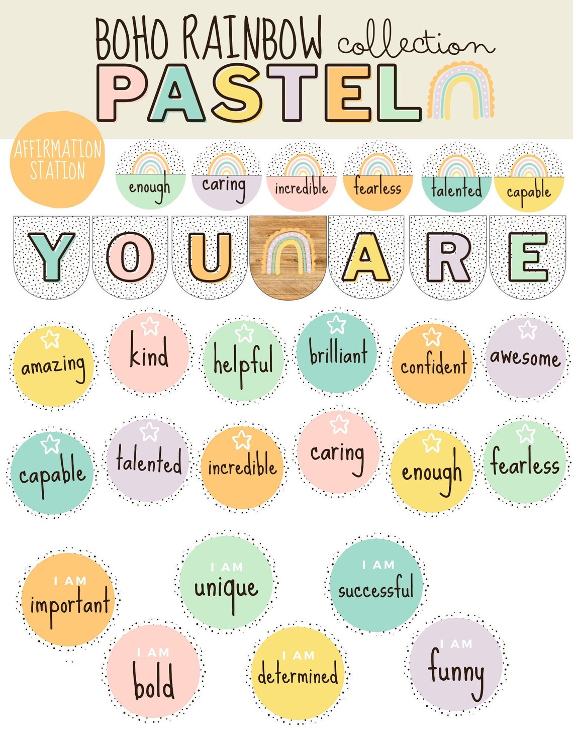 Pastel Boho Rainbow Affirmation Station - Etsy