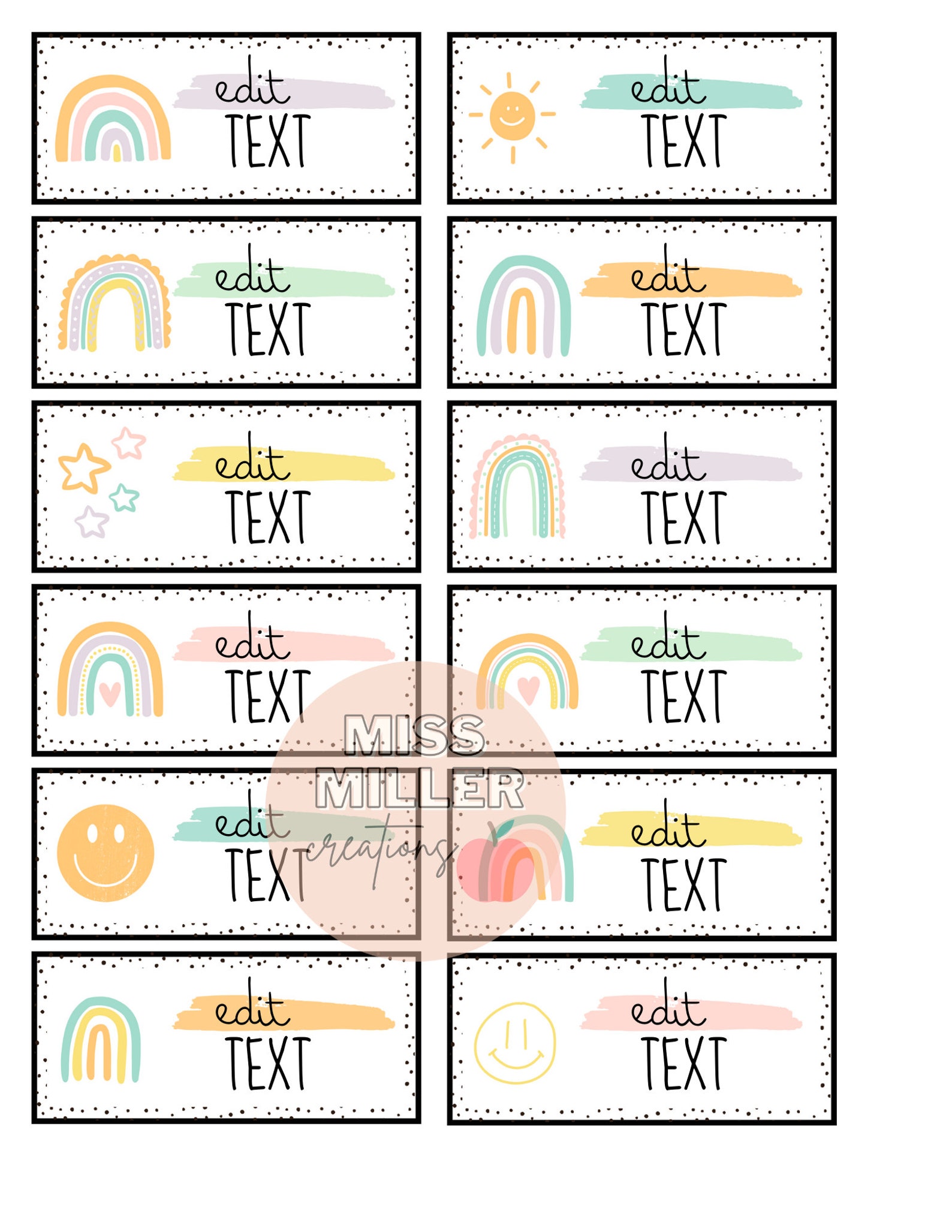 Pastel Boho Rainbow Teacher Toolbox Labels editable - Etsy