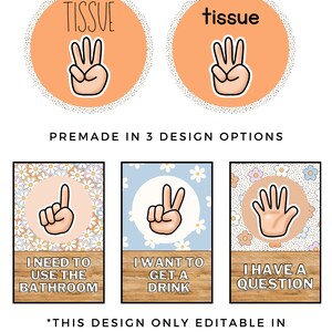 Daisy Dreams Hand Signals Classroom Posters [editable] - Etsy