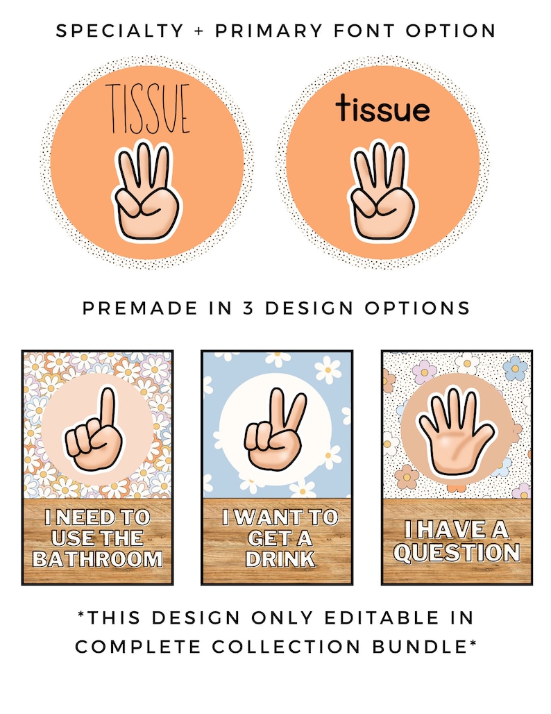 Daisy Dreams Hand Signals Classroom Posters editable - Etsy