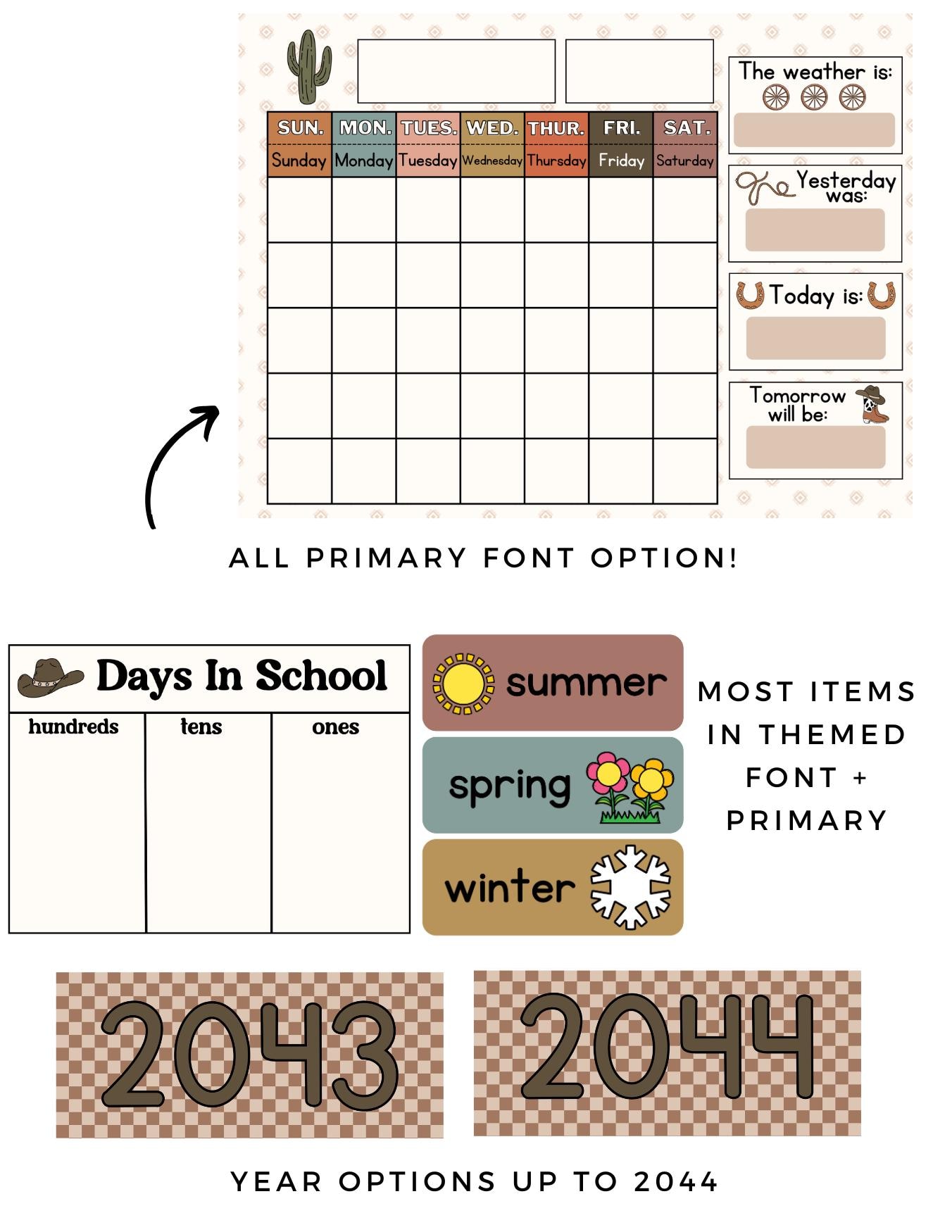 Wild Wild West Classroom Calendar - Etsy