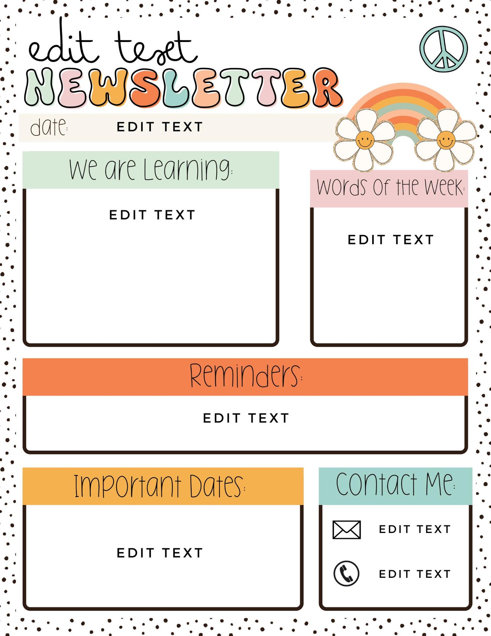Groovy Boho Volume II Newsletter [editable] - Etsy