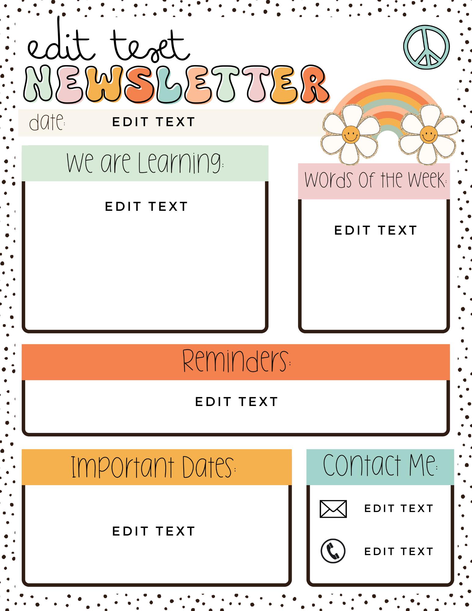 Groovy Boho Volume II Newsletter [editable] - Etsy