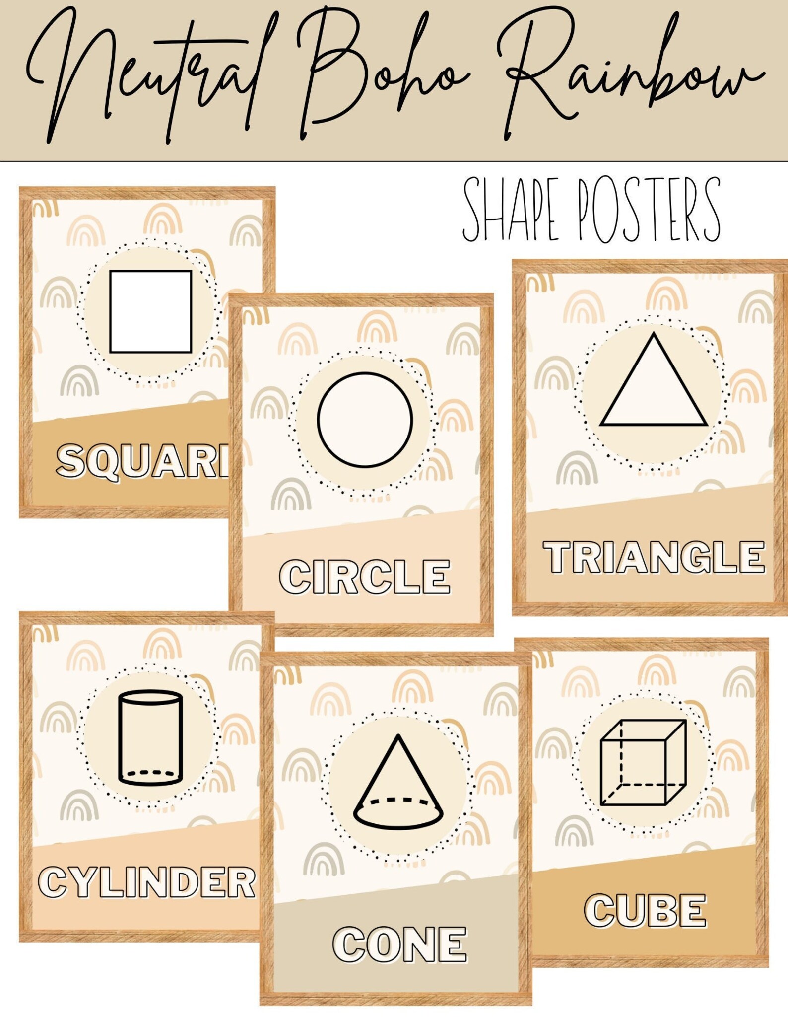 Neutral Boho Rainbow Shape Posters - Etsy