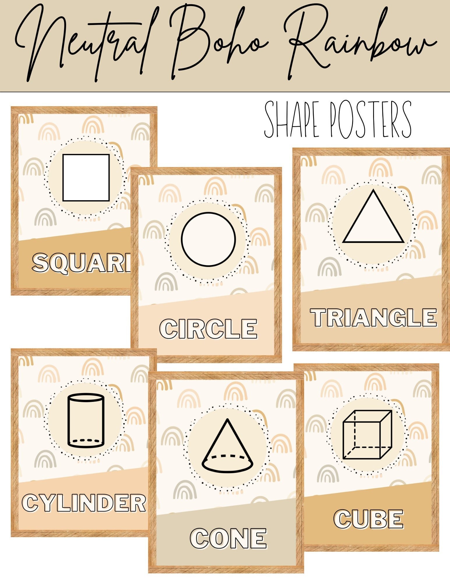 Neutral Boho Rainbow Shape Posters - Etsy