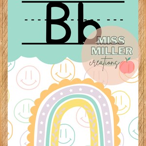 Pastel Boho Rainbow Alphabet Posters - Etsy