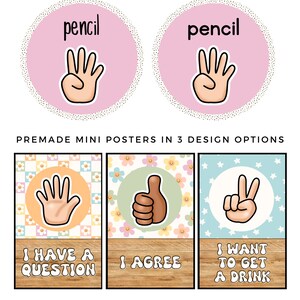 Groovy Pastel Hand Signals Classroom Posters [editable] - Etsy