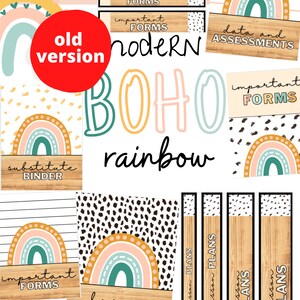Modern Boho Rainbow Binder Covers editable - Etsy