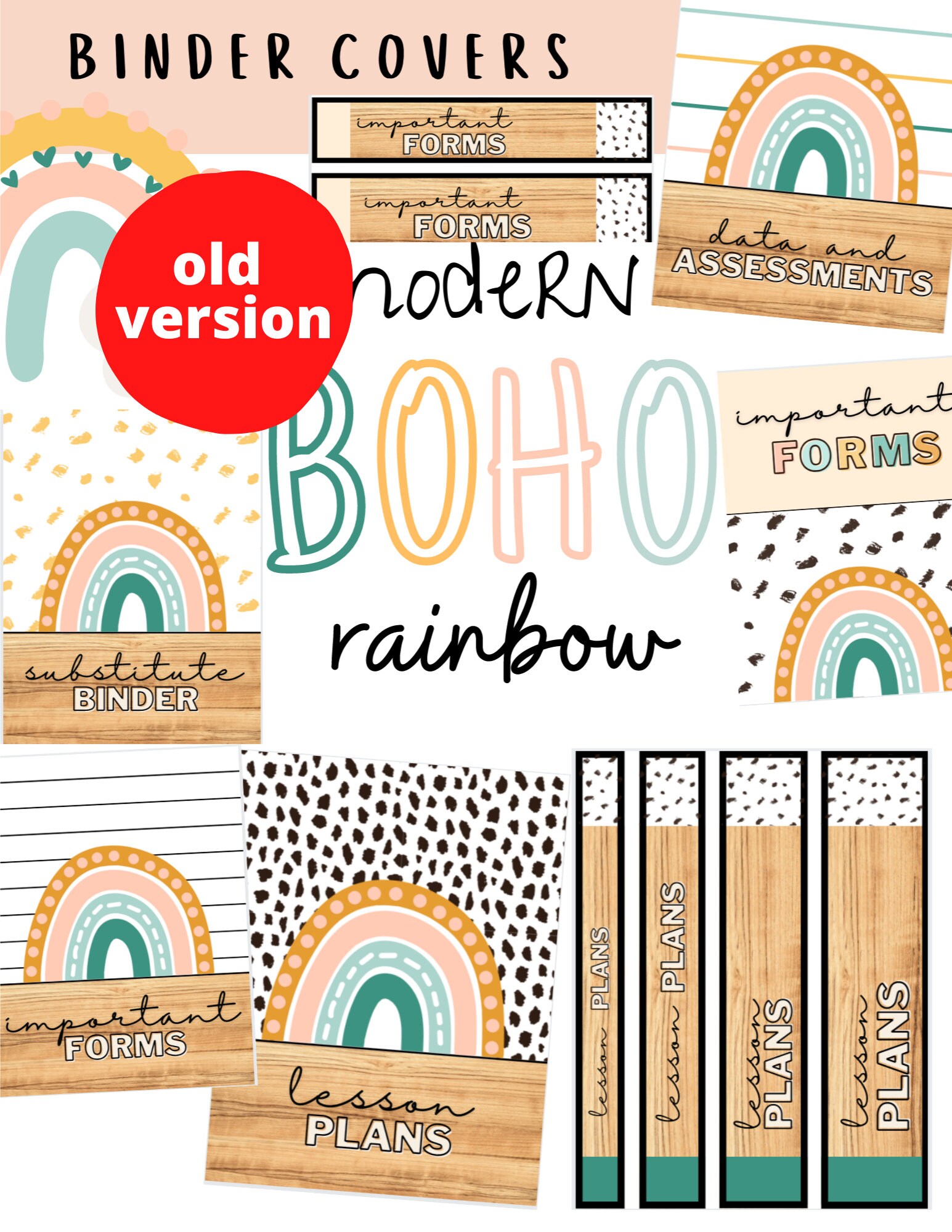 Modern Boho Rainbow Binder Covers editable - Etsy Canada