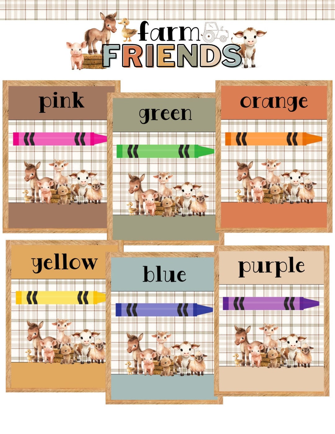 Farm Friends Classroom Color Posters - Etsy
