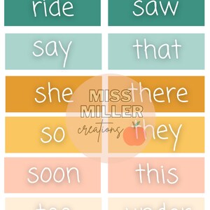 Modern Boho Rainbow Classroom Word Wall editable | Etsy