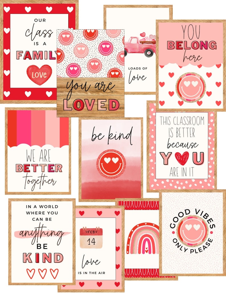 Modern Valentine's Day Classroom Decor Posters - Etsy