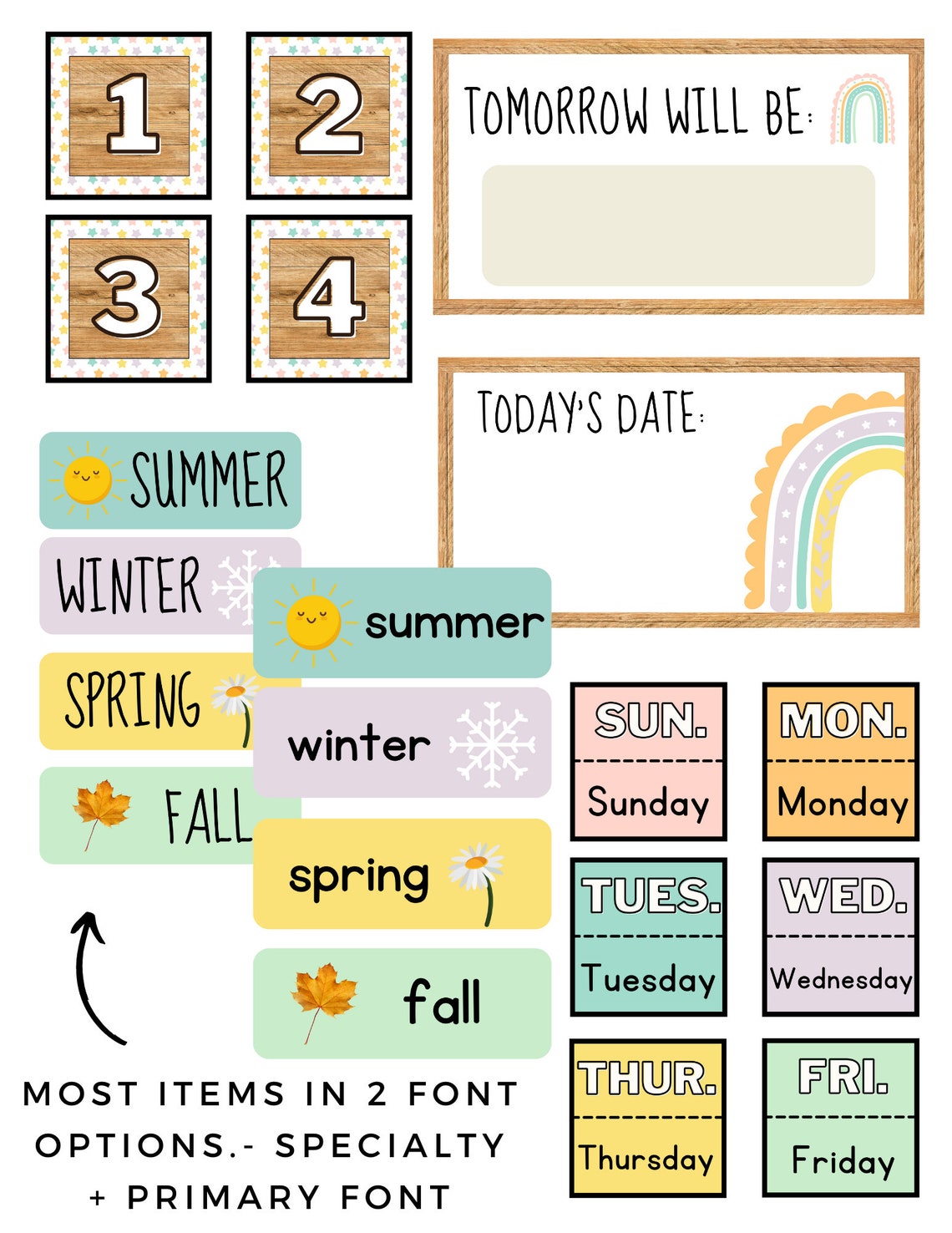 Pastel Boho Rainbow Classroom Calendar editable Features | Etsy