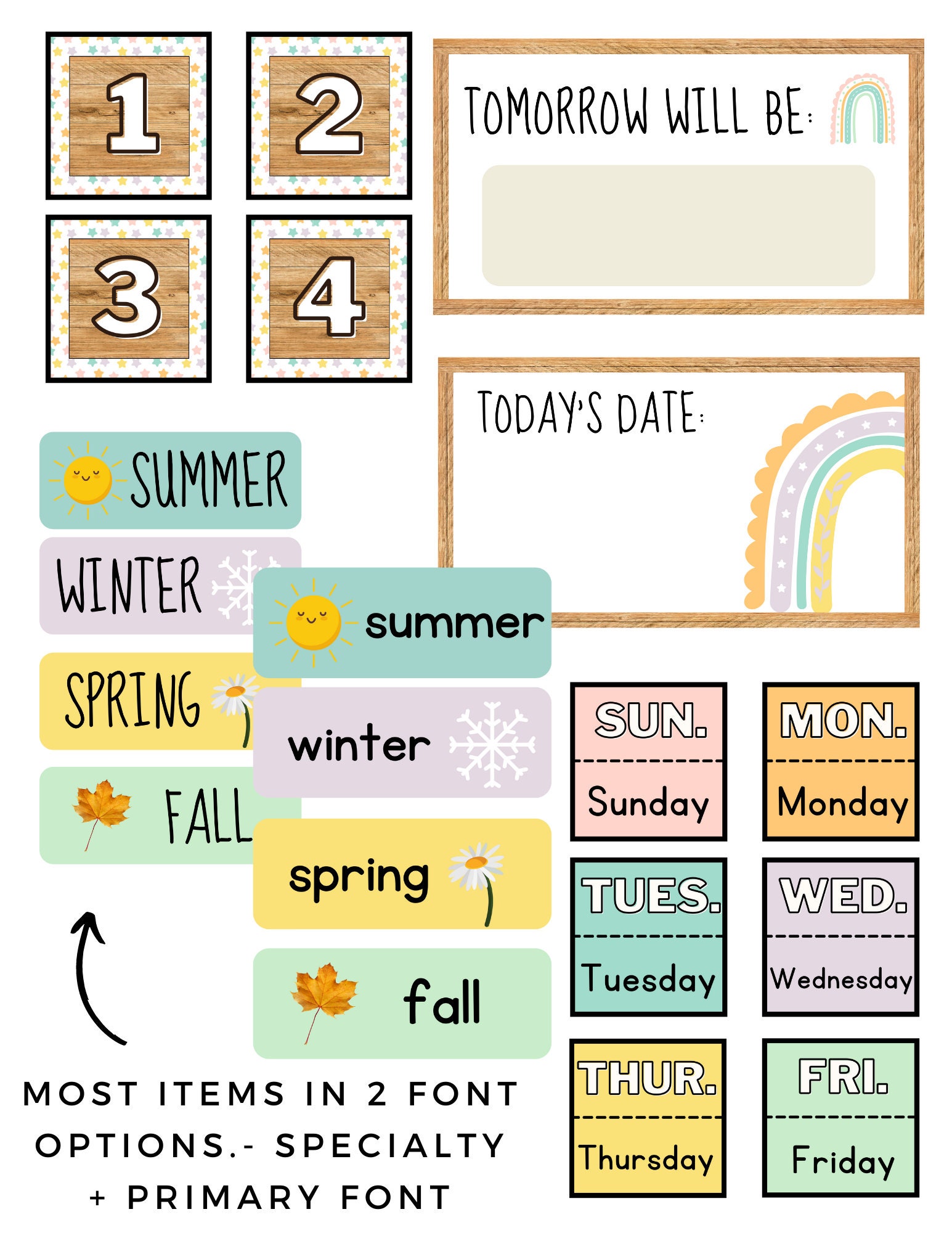 Pastel Boho Rainbow Classroom Calendar - Etsy UK