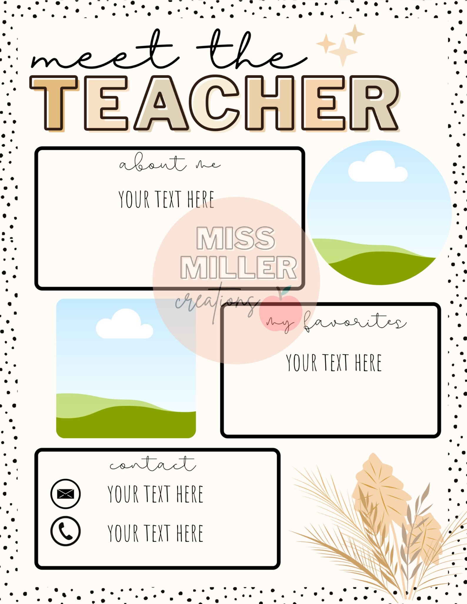 Neutral Boho Meet the Teacher Template - Etsy