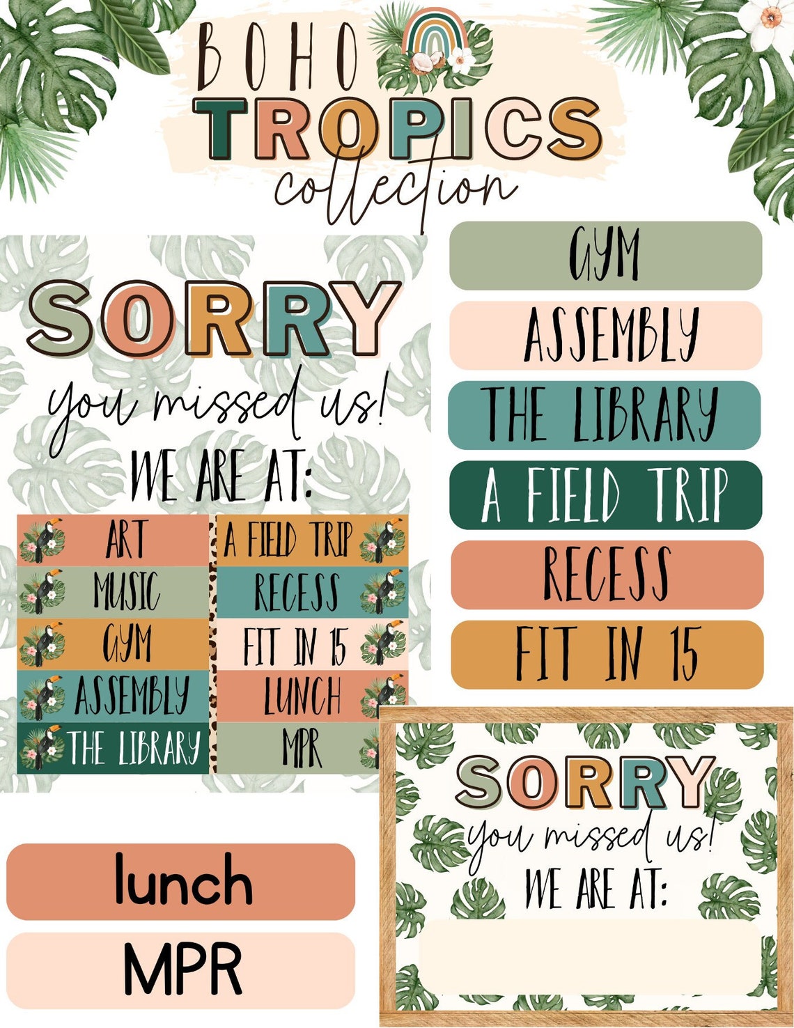 Boho Tropics Where Are We Classroom Door Sign [editable] - Etsy