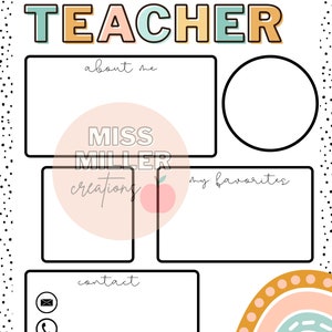 Boho Rainbow Meet the Teacher Template - Etsy