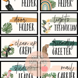 Boho Tropics Class Jobs Display [editable] - Etsy