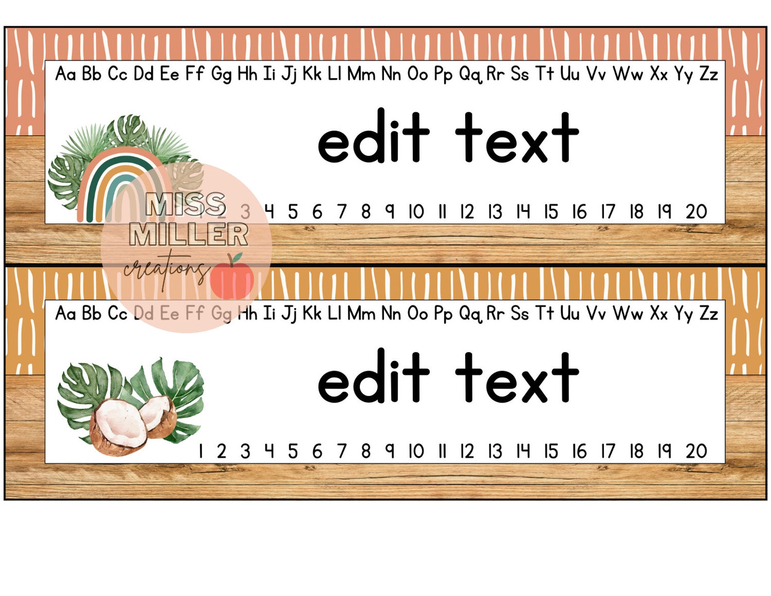 Boho Tropics Desk Plates [editable] - Etsy