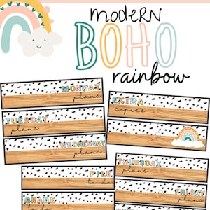 Modern Boho Rainbow 10-drawer Cart Labels editable - Etsy