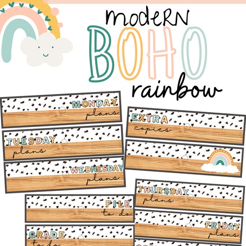 EARTHY RAINBOW 10 Drawer Cart Labels Editable Desert - Etsy