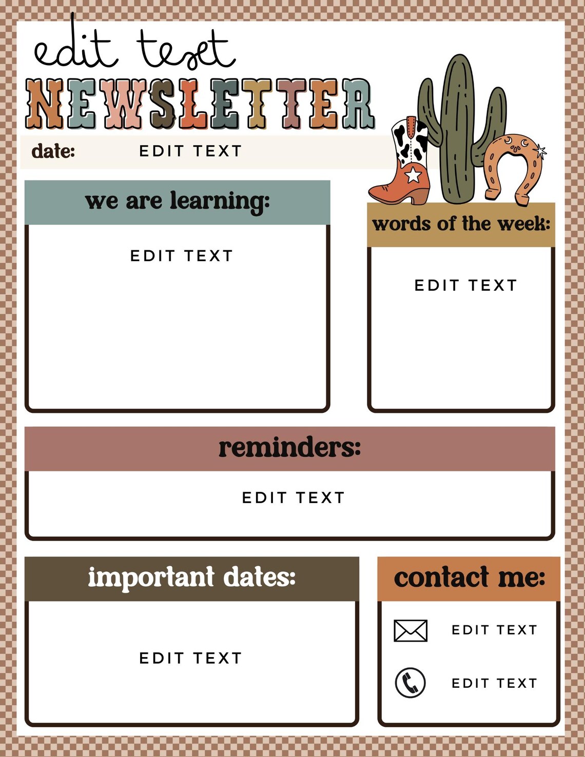 Wild Wild West Newsletter [editable] - Etsy