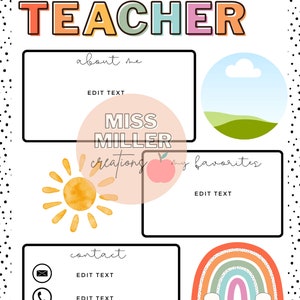 Retro Rainbow Meet the Teacher Template - Etsy