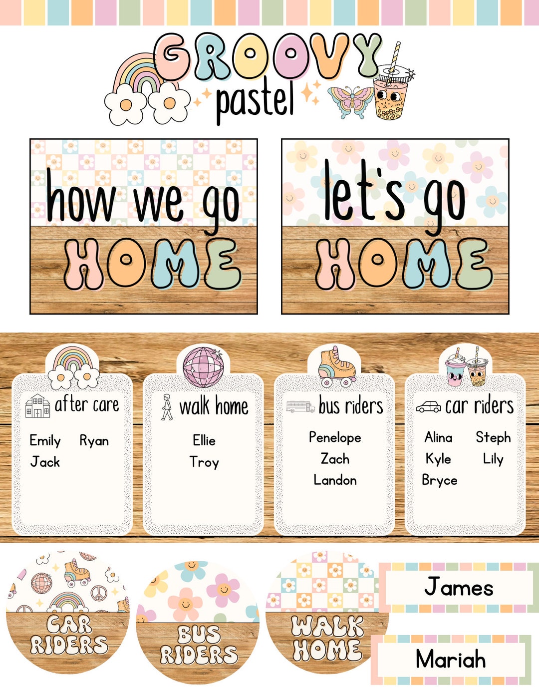 Groovy Pastel Dismissal Chart - Etsy