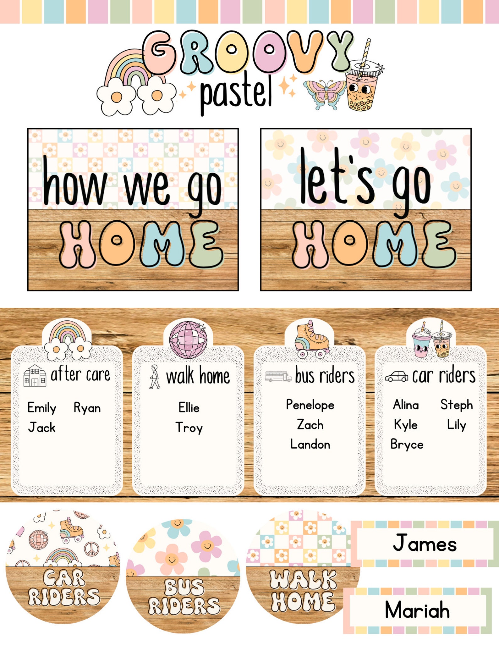 Groovy Pastel Dismissal Chart - Etsy