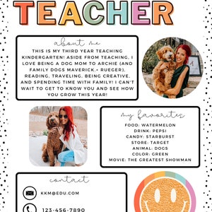 Retro Rainbow Meet the Teacher Template - Etsy