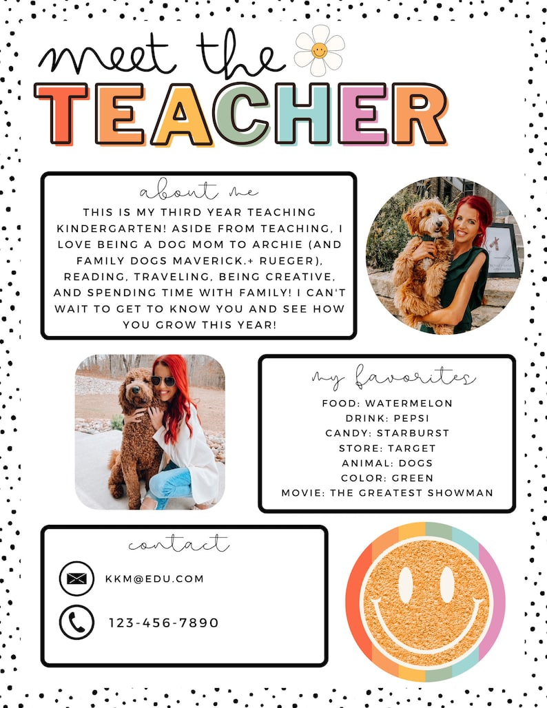 Retro Rainbow Meet the Teacher Template - Etsy