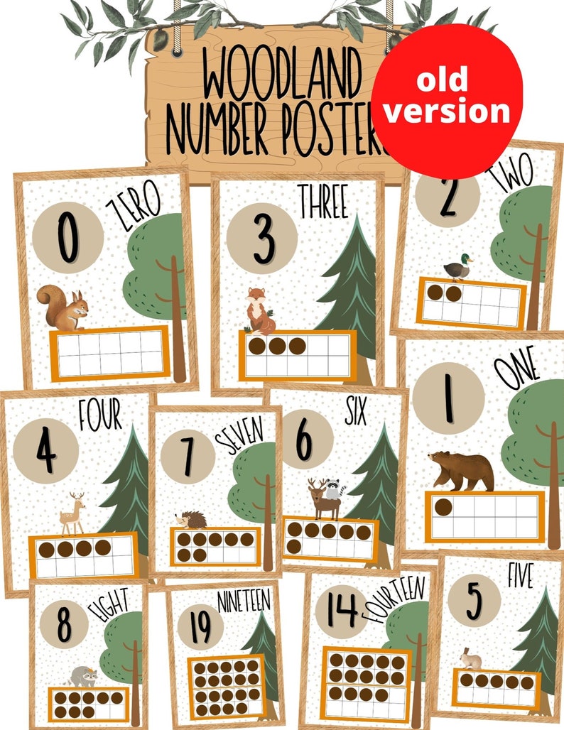 Woodland Classroom Number Posters - Etsy